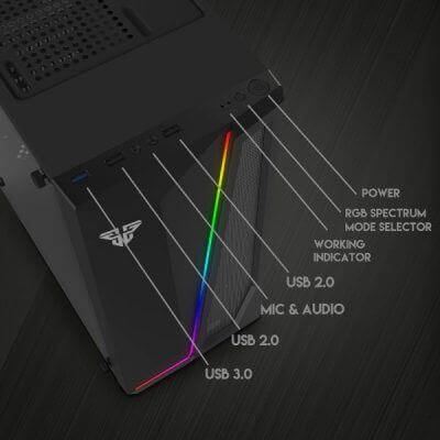 Fantech Gabinete Pulse CG71 Black MID Tower Case - ETCHILE