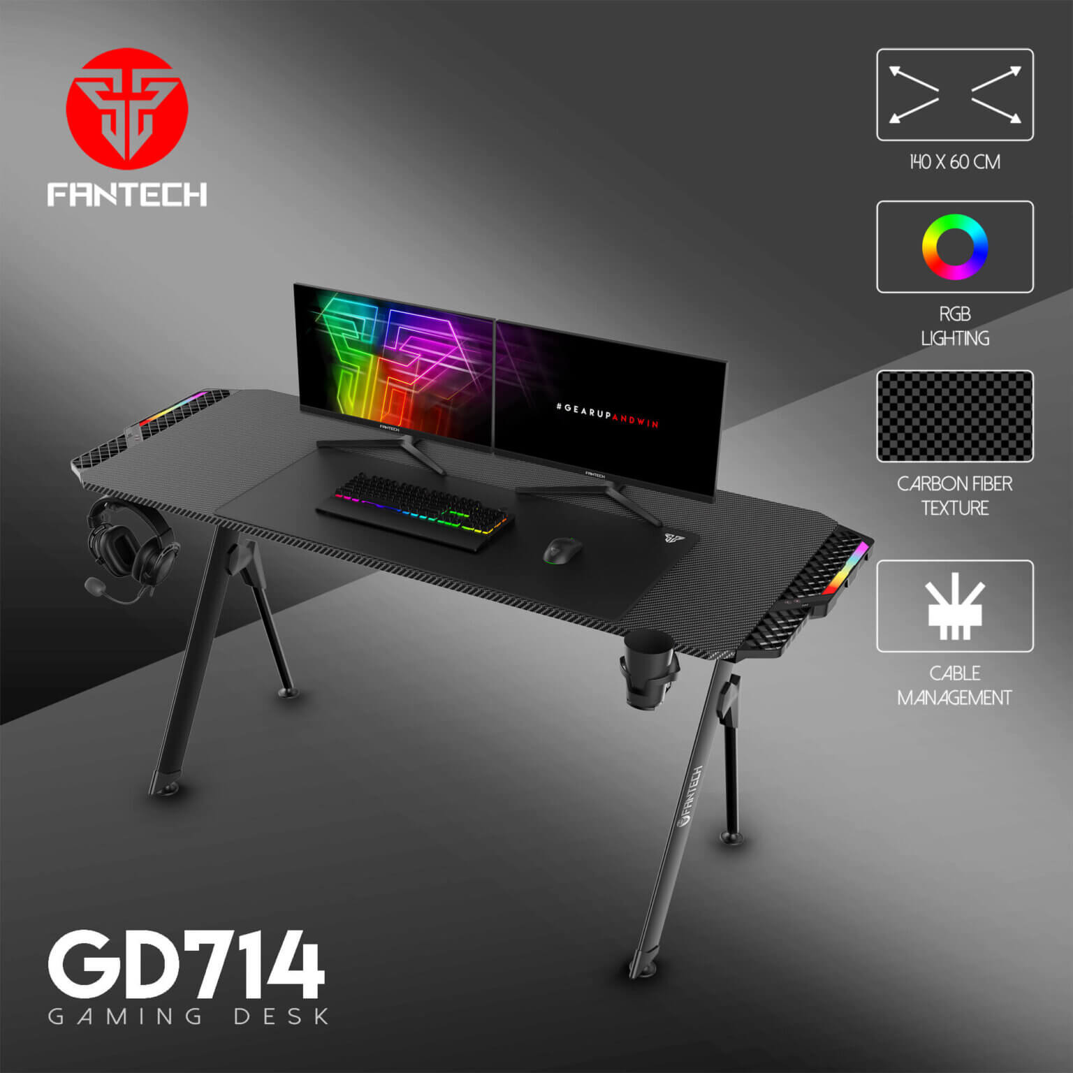 Fantech Escritorio BETA Gaming Desktop GD714 RGB Black Edition - ETCHILE