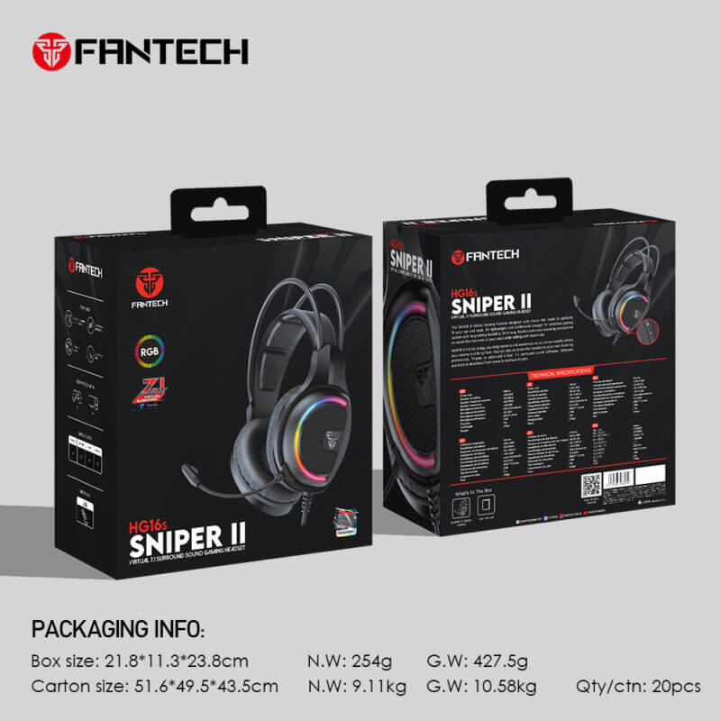 Fantech Audífonos Gamer Headset SNIPER II HG16 7.1 Black Edition - ETCHILE