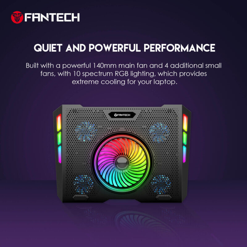 Fantech NC20 Notebook Cooler RGB 17 Pulgadas 5 Ventiladores Black ...