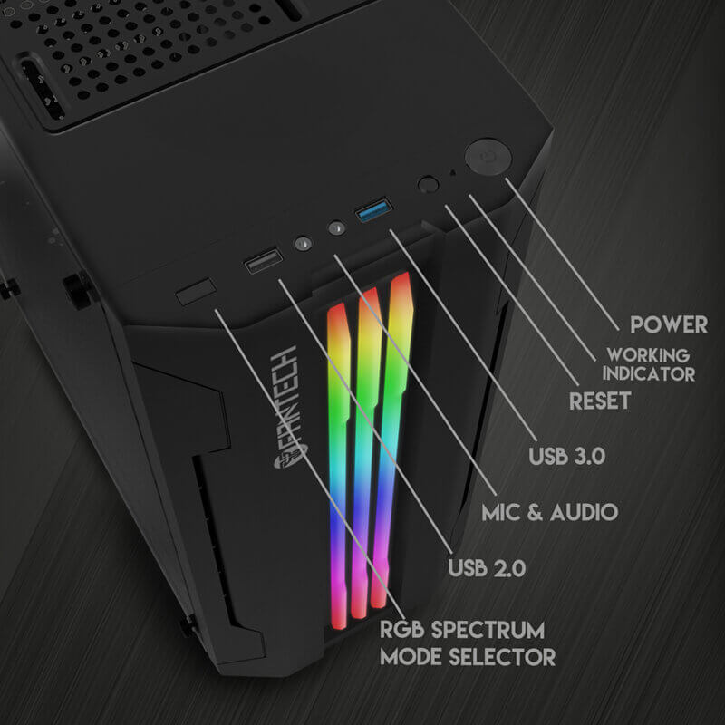 Fantech Gabinete Gamer CG72 STRIKE RGB Middle Tower Case - ETCHILE