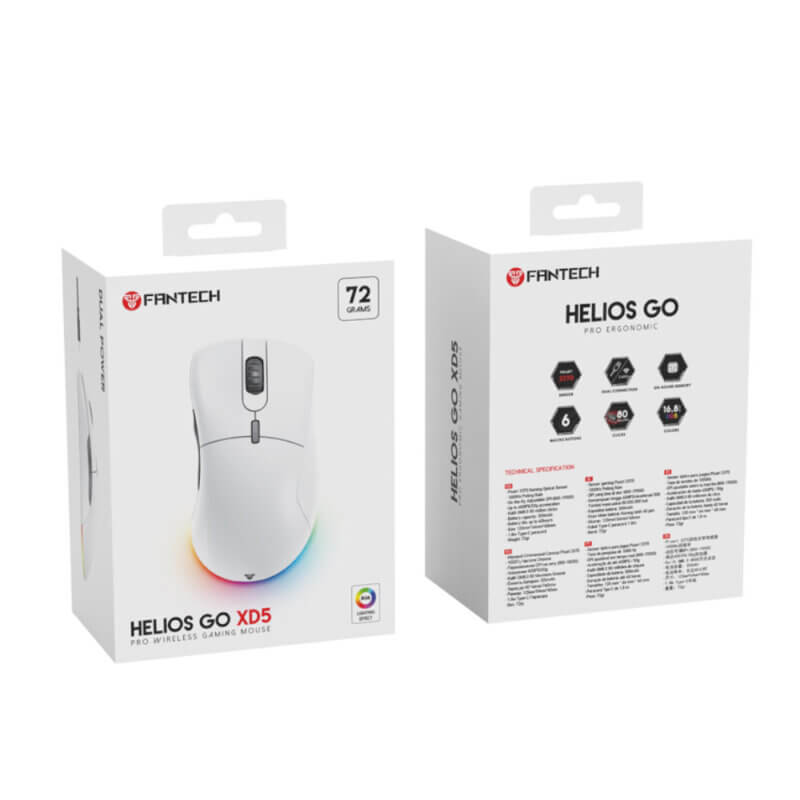 Fantech Mouse Gamer Inalámbrico Profesional HELIOS GO XD5 White Edition ...