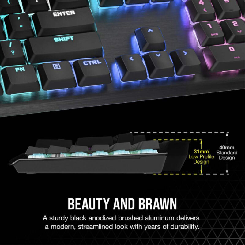 Corsair Teclado Mecánico Gamer K60 RGB PRO Low Profile Mechanical ...