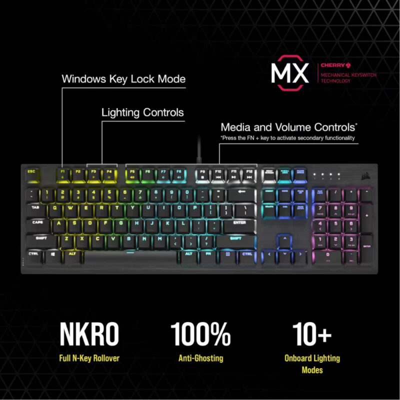 Corsair Teclado Mecánico Gamer K60 RGB PRO Low Profile Mechanical ...