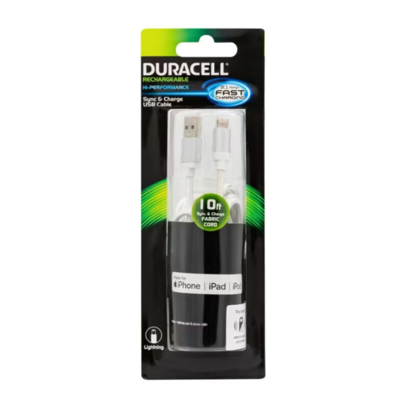 DURACELL Cable USB Lightning IPhone 2.1Amp 3mts - ETCHILE