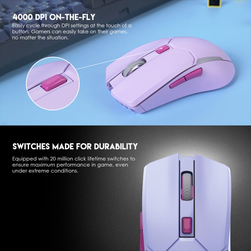 Fantech Mouse Gamer VENOM II WGC2 Wireless VIBE EDITION PURPLE - ETCHILE