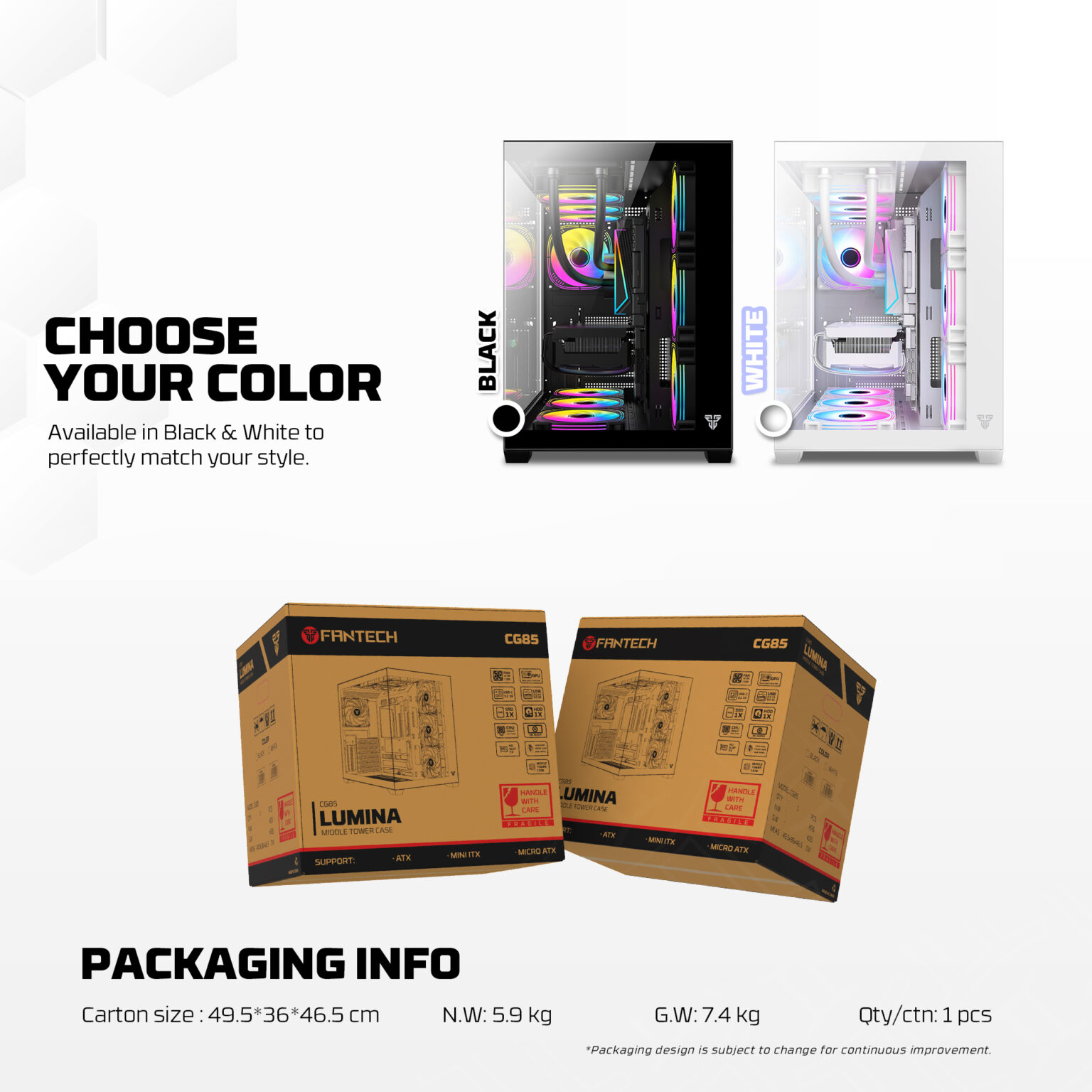 Fantech Gabinete LUMINA Panorámico CG85 BK BLACK - ETCHILE